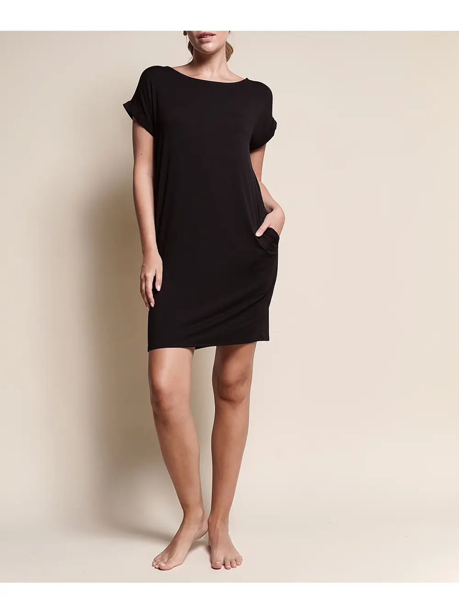 FINAL SALE Black - Bamboo Short Dress with Pockets – Fenwick Float-ors