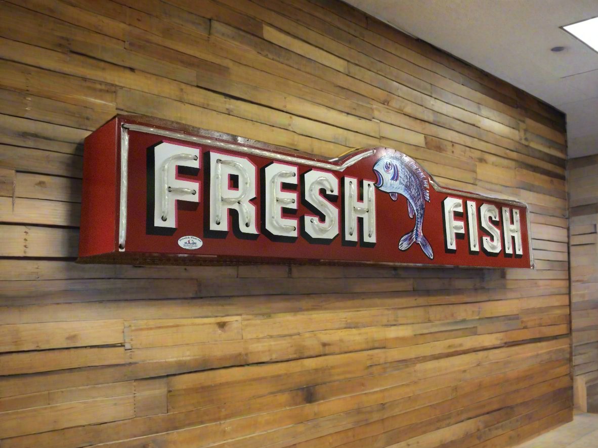 Vintage "Fresh Fish" Metal Box Sign - with Fiberoptic Lights – Fenwick ...