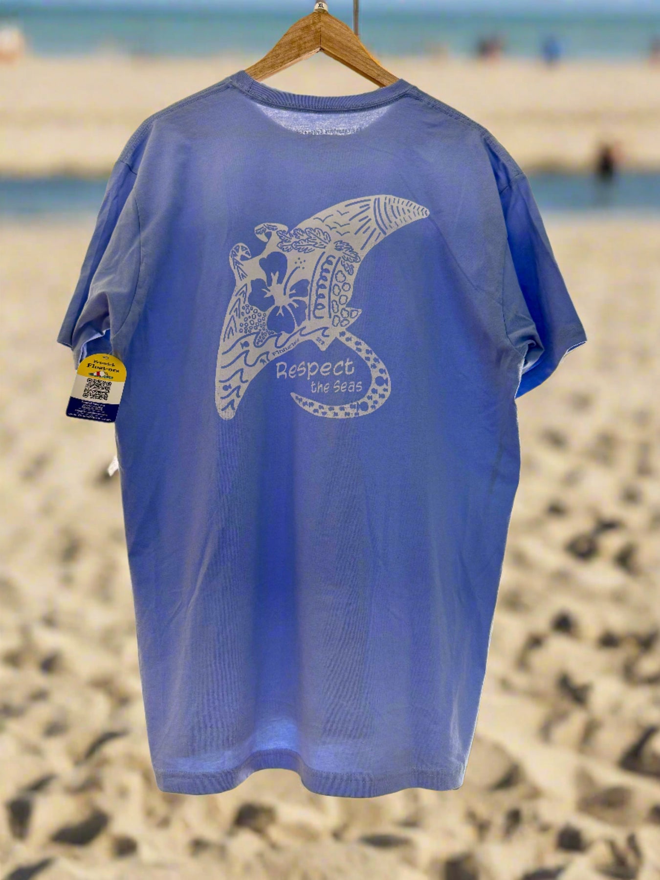 "Respect the Seas" Manta Ray Tee Shirt - Periwinkle – Fenwick Float-ors