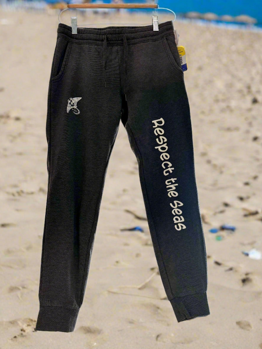 "Respect the Seas" Manta Ray - Jogger Sweatpants - Gray – Fenwick Float-ors