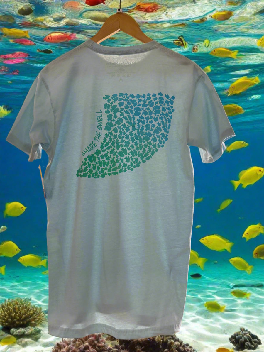 "Share the Swell" Blue/Green Ombre Fin Tee Shirt - Sky Blue – Fenwick ...