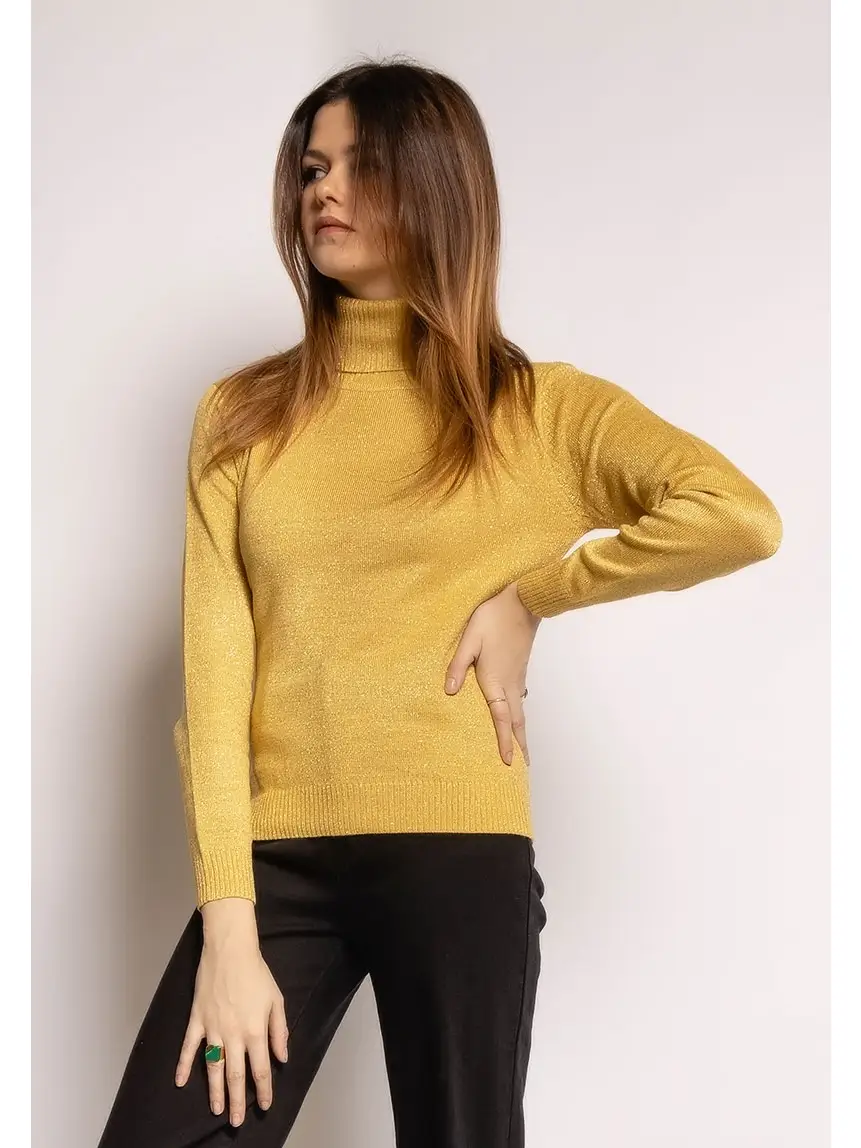 FINAL SALE Gold Lurex Ribbed Turtleneck Sweater – Fenwick Float-ors
