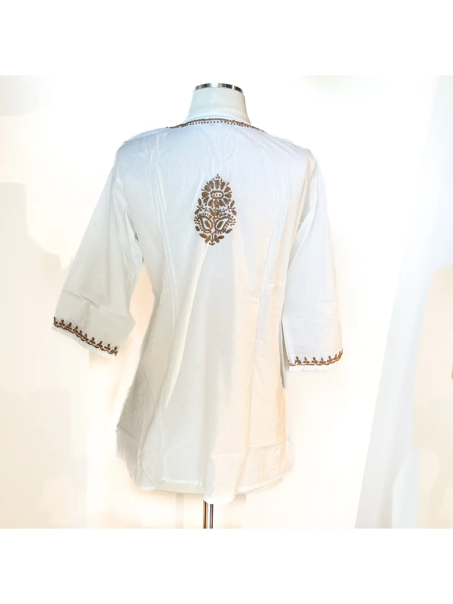 FINAL SALE Maya Embroidered Tunic - Tan – Fenwick Float-ors