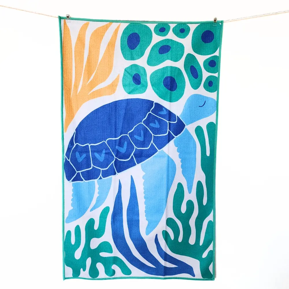 Sea Turtle Dual Sided Recycled Microfiber Waffle Weave Towel – Fenwick ...