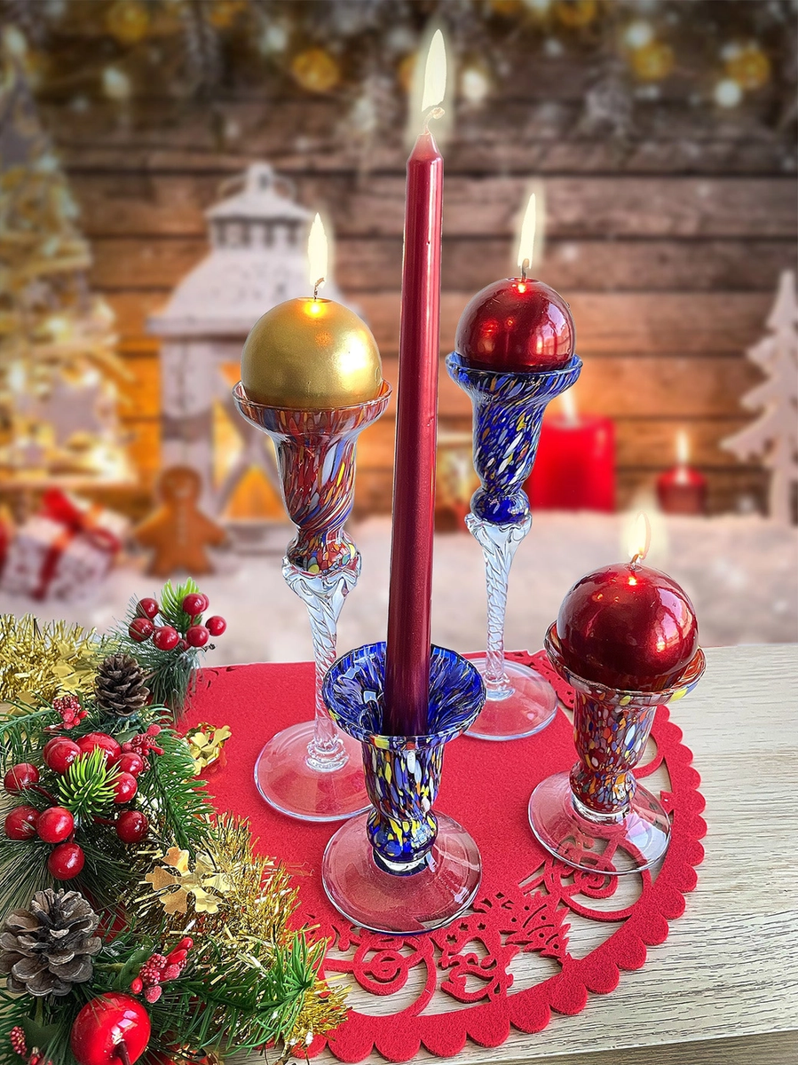 Blue Handmade Murano Glass Small Candlesticks - Set of 2 – Fenwick ...