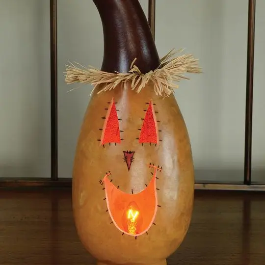 Sawyer Medium Tall Lit Scarecrow Head Hand Crafted Gourd – Fenwick ...