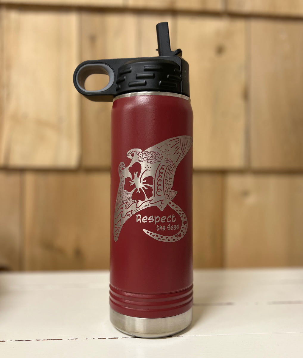 Maroon "Respect the Seas" 20 oz. Stainless Steel Water Bottle – Fenwick ...