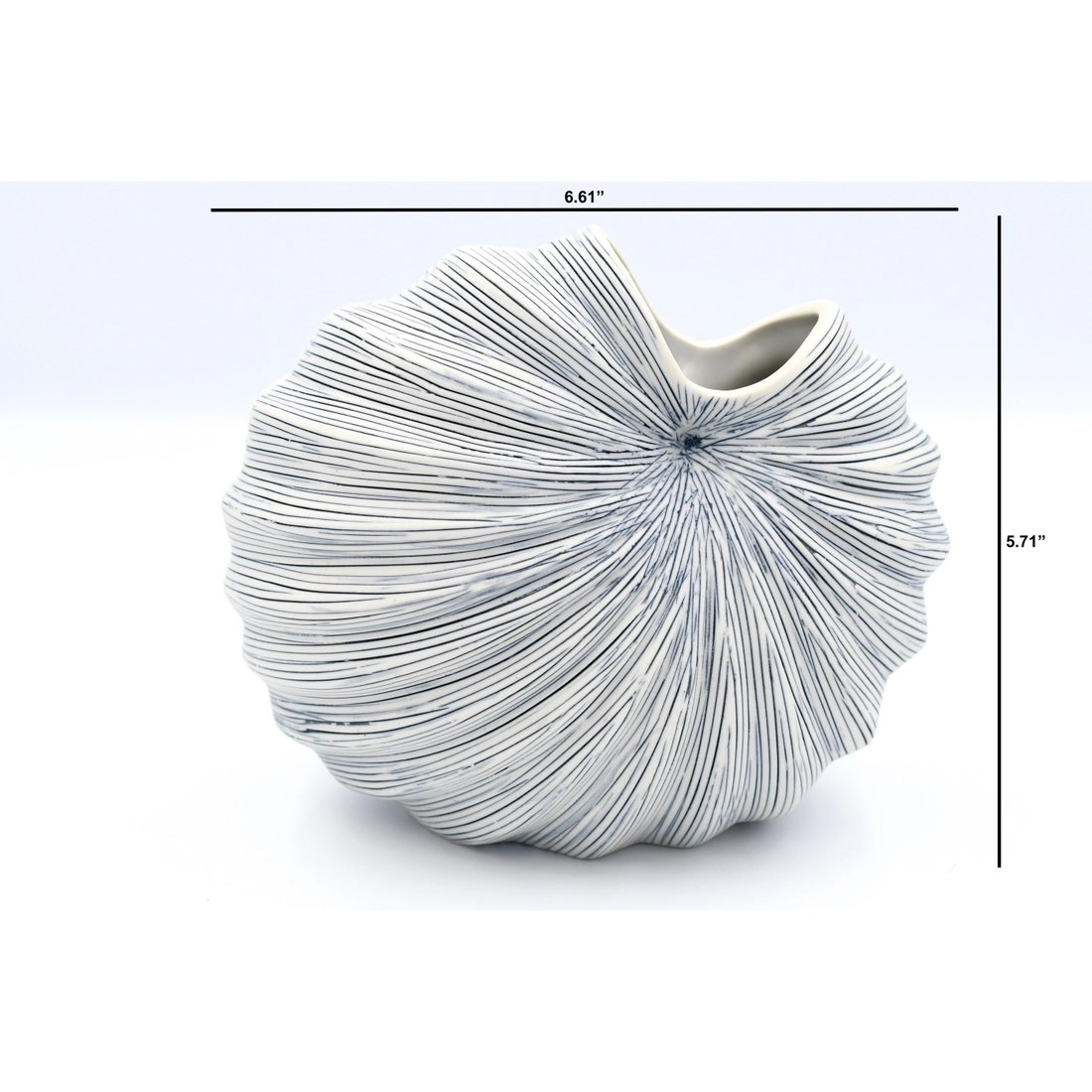 Handcrafted Palm White with Blue LinesvPorcelain Shell Vase - Small ...